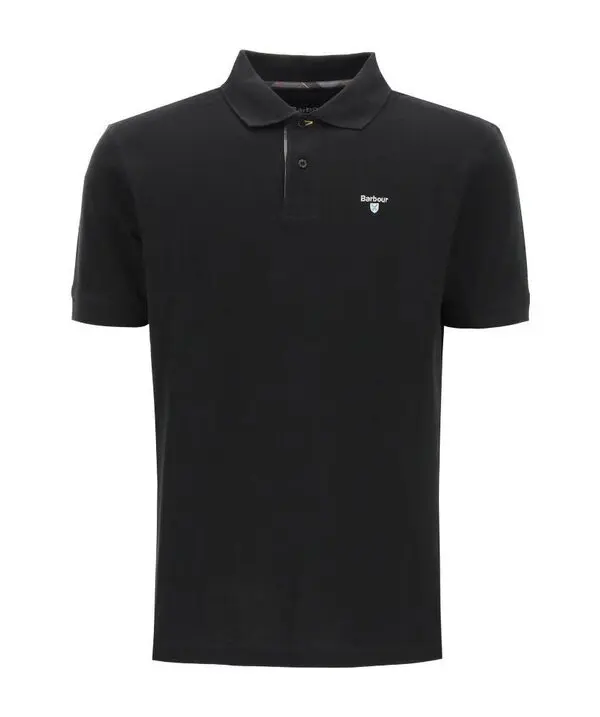 Barbour Piquet Logo Embroidered Polo Shirt - Black