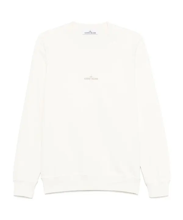 Stone Island Logo Printed Crewneck Sweatshirt - Ivory