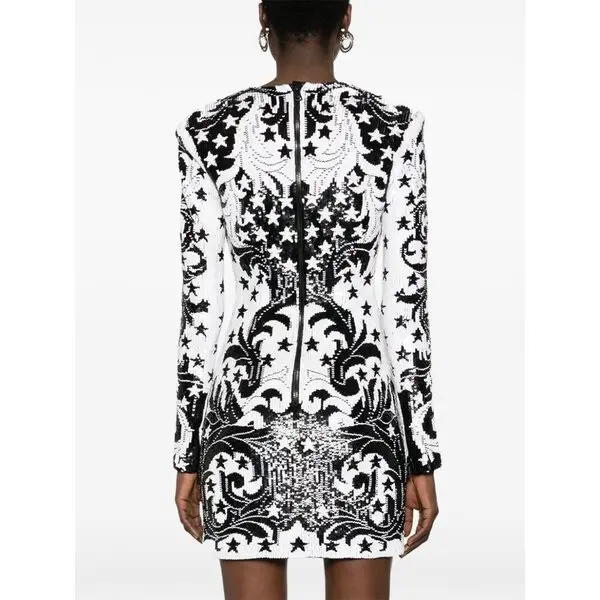 Balmain V-neck Sequin Embellished Mini Dress