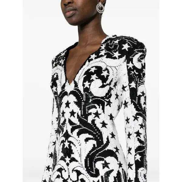 Balmain V-neck Sequin Embellished Mini Dress
