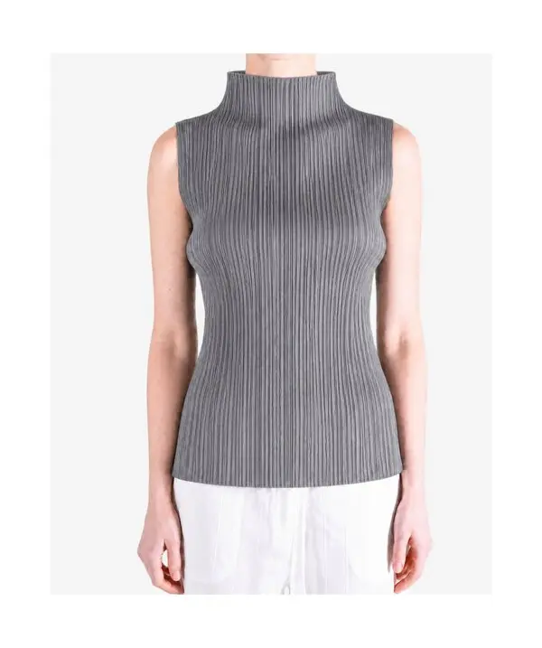 PLEATS PLEASE BY ISSEY MIYAKE Pleats Please Issey Miyake High-neck Sleeveless Top