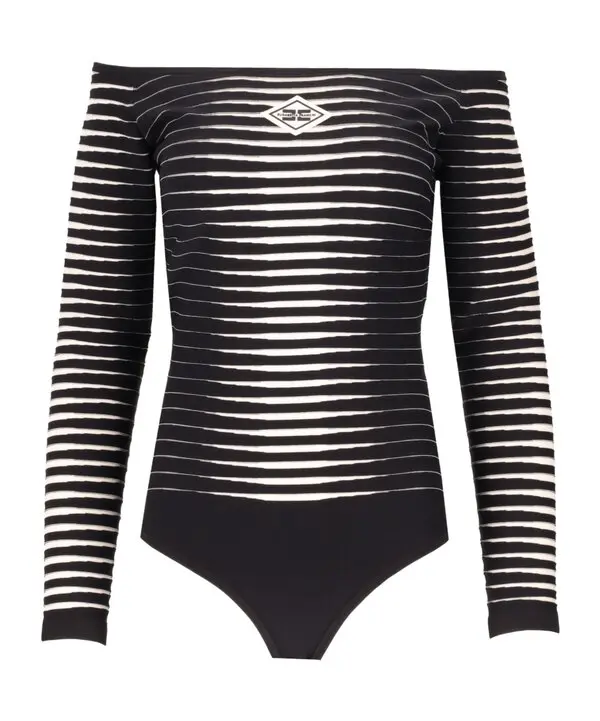 Elisabetta Franchi Knit Bodysuit With Jacquard Zebra