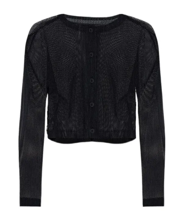 PLEATS PLEASE BY ISSEY MIYAKE Semi-sheer Mesh Buttoned Cardigan
