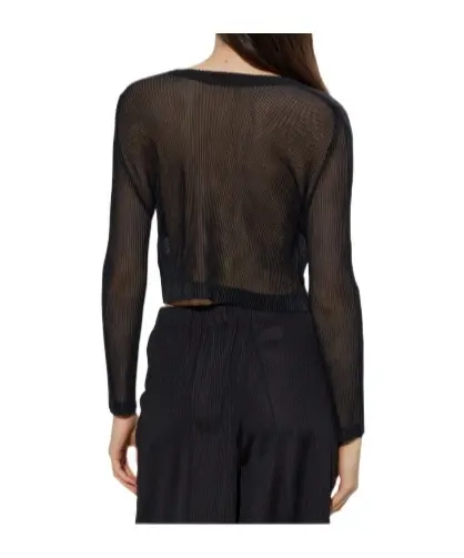 PLEATS PLEASE BY ISSEY MIYAKE Semi-sheer Mesh Buttoned Cardigan