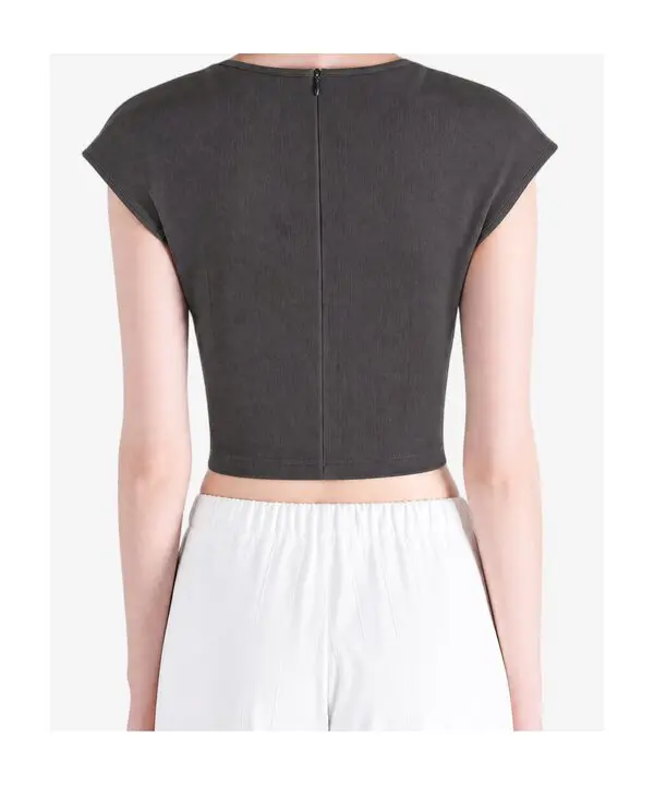 AMOMENTO Jersey Mock Neck Top