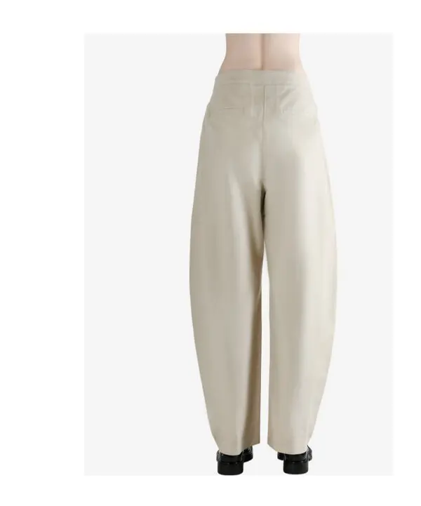 AMOMENTO Curved Wide-leg Cotton Pants