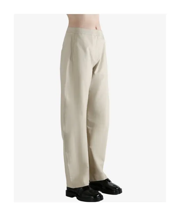 AMOMENTO Curved Wide-leg Cotton Pants