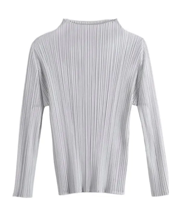 Issey Miyake Long Sleeve High Neck Shirt - Gray