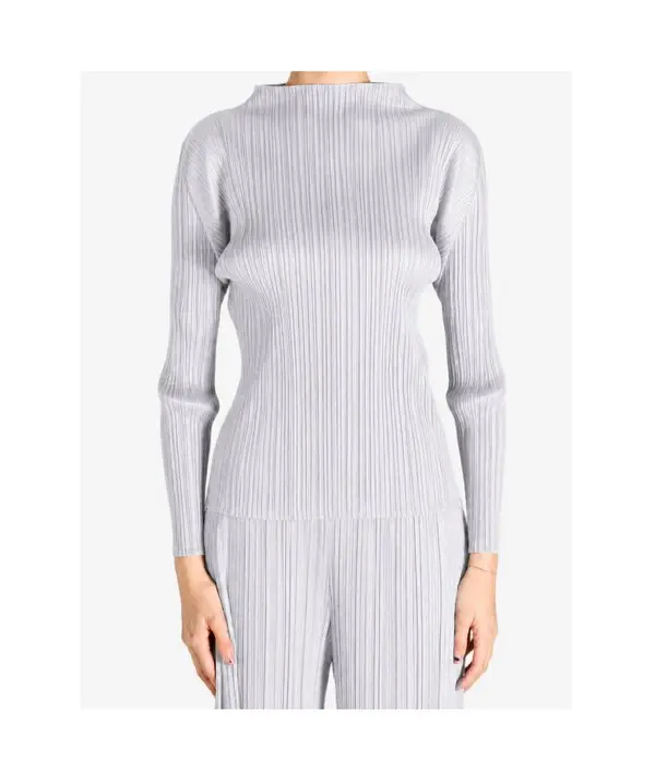 Issey Miyake Long Sleeve High Neck Shirt - Gray
