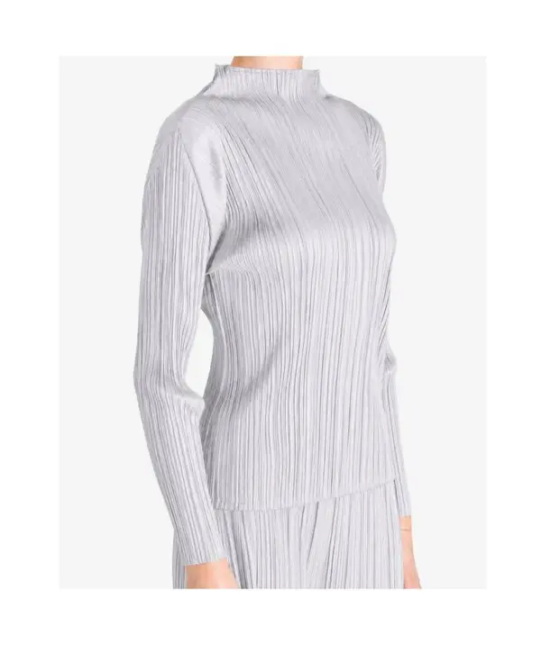 Issey Miyake Long Sleeve High Neck Shirt - Gray