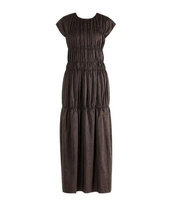 AMOMENTO Shirred Tiered Maxi Dress - Black