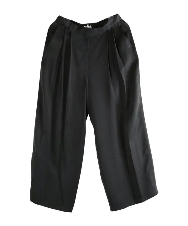 AMOMENTO Cupro Two Tuck Wide Pants