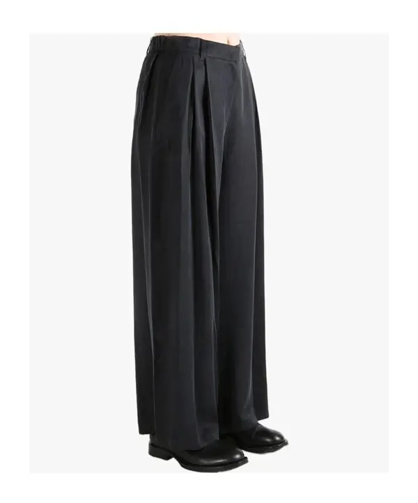 AMOMENTO Cupro Two Tuck Wide Pants
