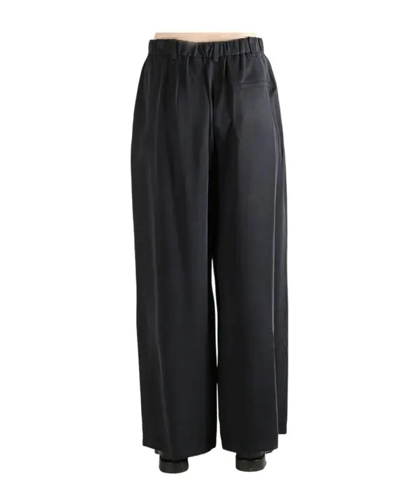 AMOMENTO Cupro Two Tuck Wide Pants