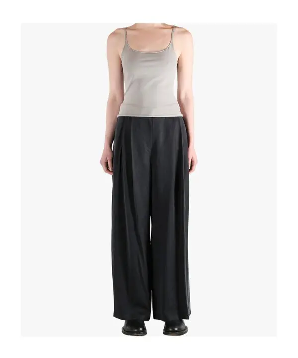AMOMENTO Cupro Two Tuck Wide Pants