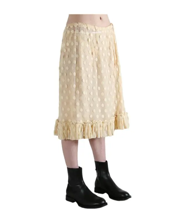 Dries Van Noten Polka Dot Ruffled Midi Skirt