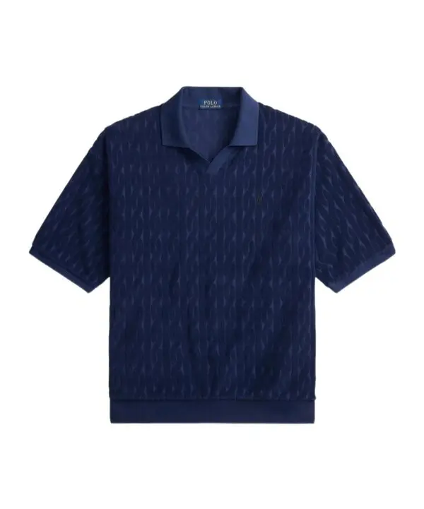 Polo Ralph Lauren Cable Knit Terry Polo Shirt - Black