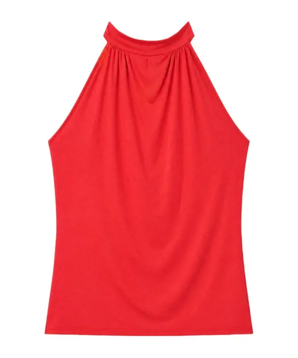 AMOMENTO Jersey Halter Neck Top