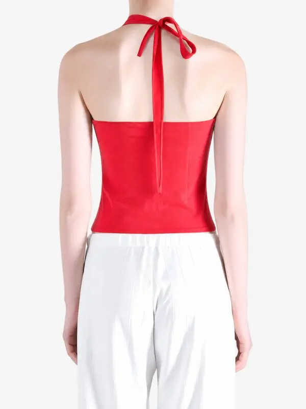 AMOMENTO Jersey Halter Neck Top