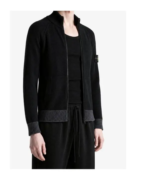 Stone Island Logo-patch Zip-up Sweater