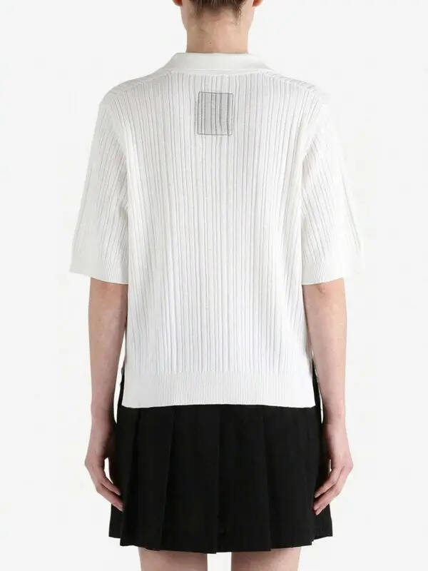UMA WANG Collared Ribbed Knit Polo Shirt - White