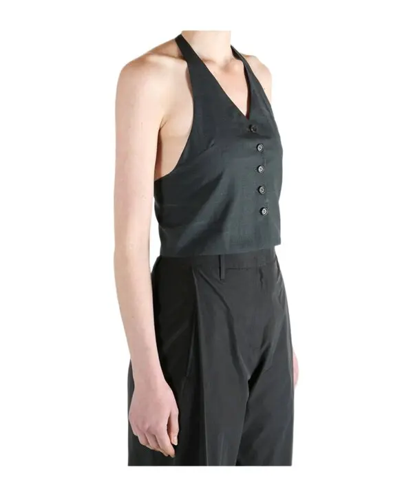 AMOMENTO Halterneck Button-up Top