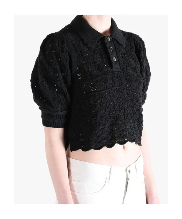 Comme Des Garçons Tao Cropped Openwork Knit Polo
