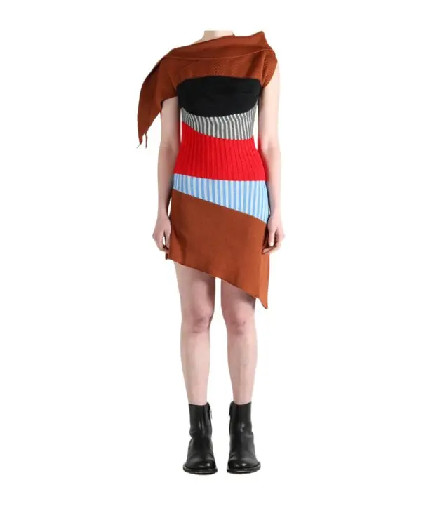 KIKO KOSTADINOV Lemoyne Knitted Dress - Brown/red/blue