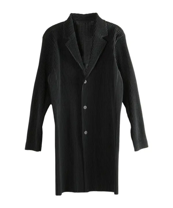 Issey Miyake Homme Plissé Pleated V-neck Coat
