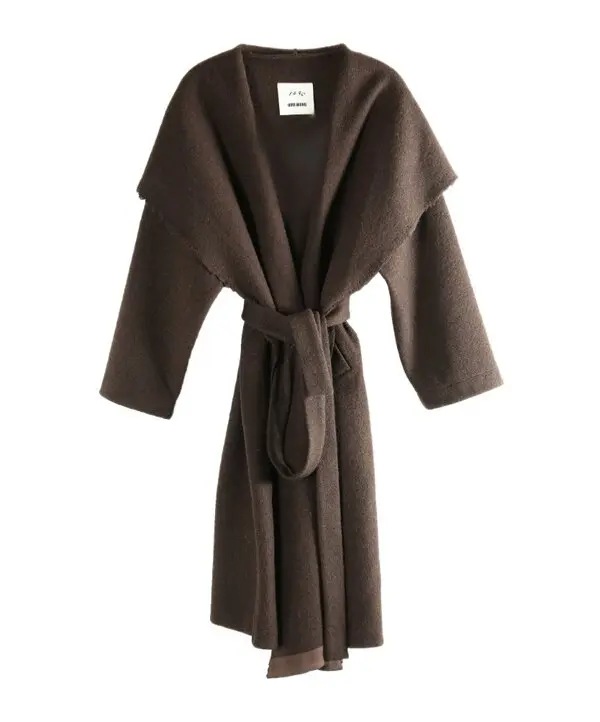 UMA WANG Long-sleeved Hooded Coat - Ebony