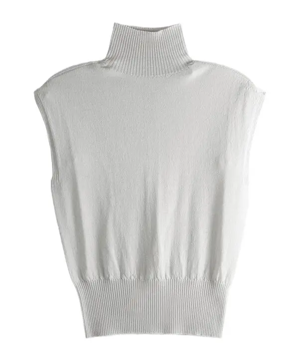 Rick Owens Sleeveless Ribbed Hem Turtleneck - Gray