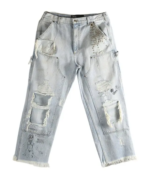 PALY HOLLYWOOD Studded Ripped Trousers - Gray