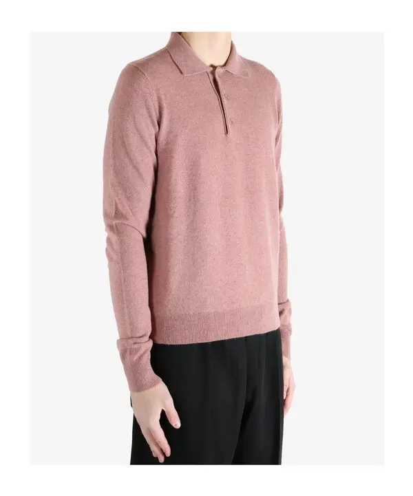 Extreme Cashmere Long-sleeved Knitted Polo Shirt
