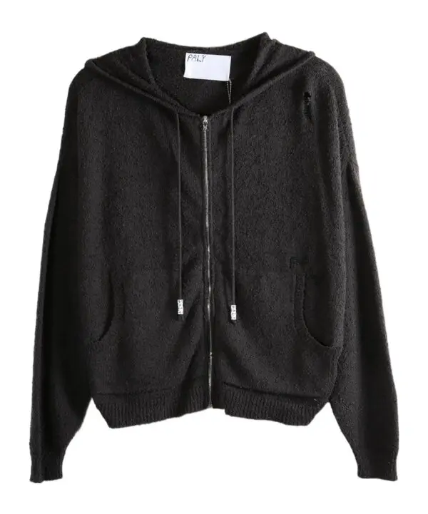 PALY HOLLYWOOD Long-sleeved Knitted Hoodie - Black