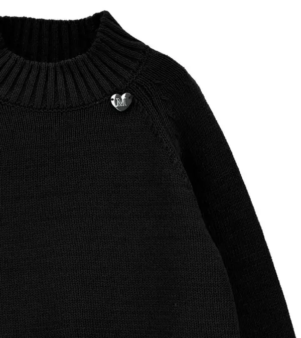 Monnalisa Ruffled-cuff Heart-plaque Sweater