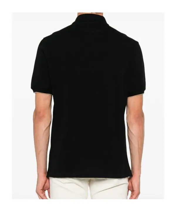 Brunello Cucinelli Logo Embroidered Short Sleeved Polo Shirt - Black