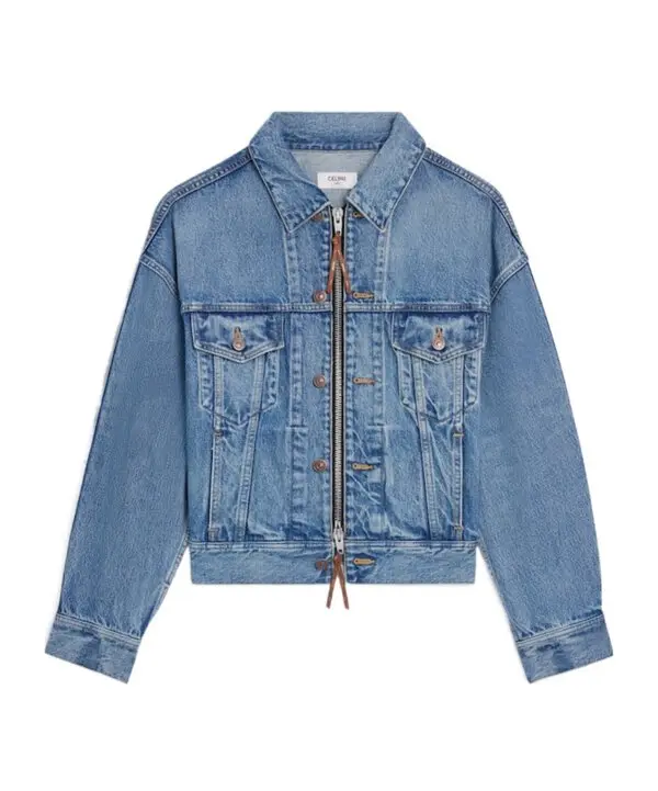 Celine Trucker Jacket In Cotton Denim - Blue