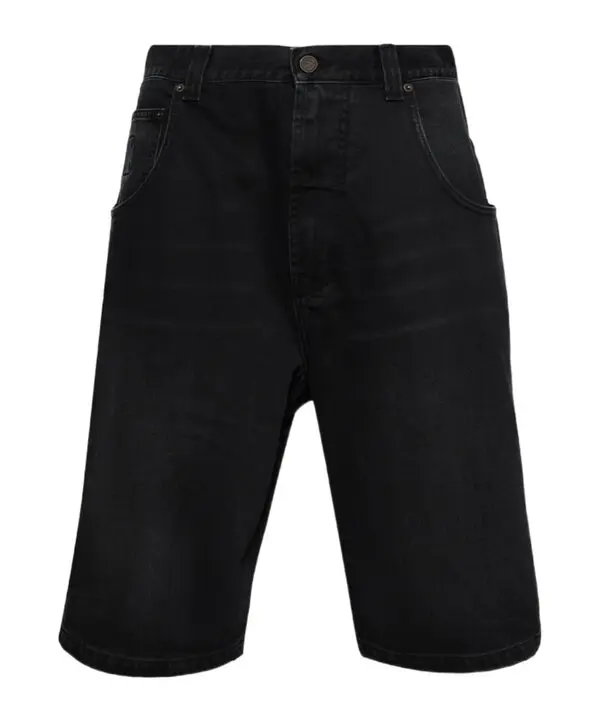 Vetements Faded Buttoned Denim Shorts - Black