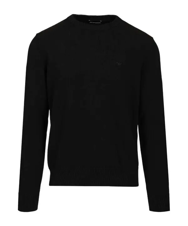 Emporio Armani Logo Crewneck Knitted Jumper - Black