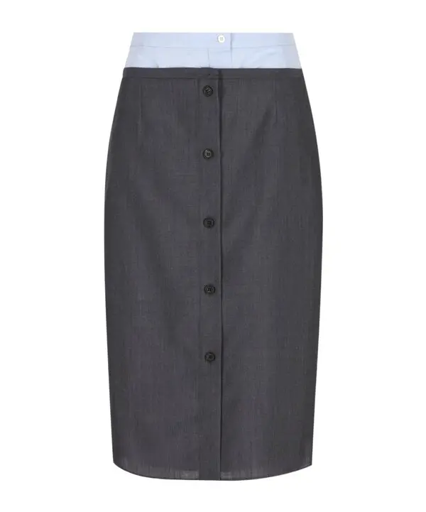 Prada Double Layered Midi Skirt With Button Details - No