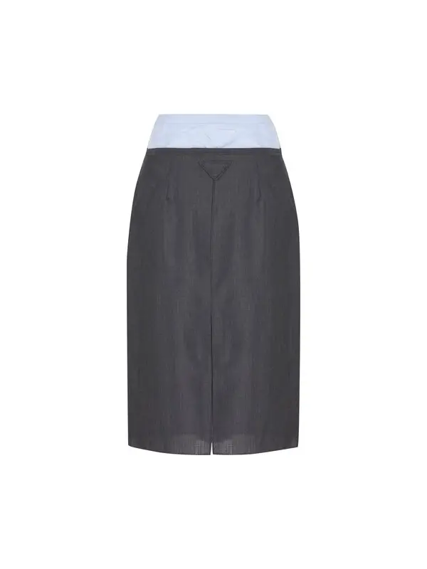 Prada Double Layered Midi Skirt With Button Details