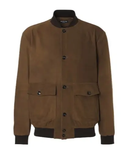 Kiton Suede Bomber Jacket - Brown