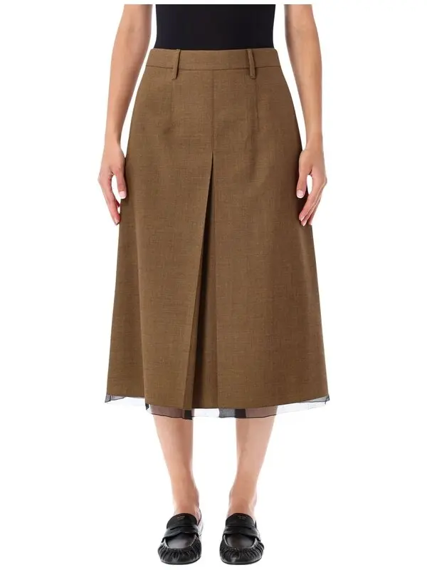 Prada Wool Midi Skirt With Front Slit