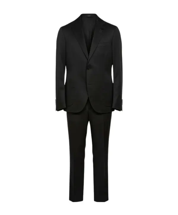 LARDINI Lapel Long-sleeve Suit - Black