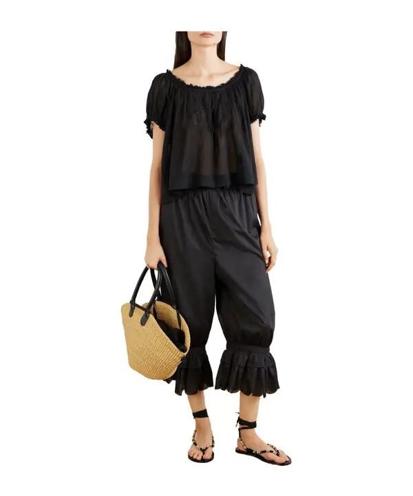 DÔEN Lace Trimmed Cotton Top