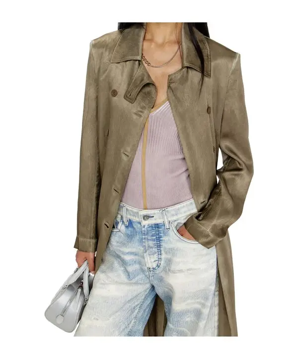 DIESEL® Trench Coat In Wrinkled Satin
