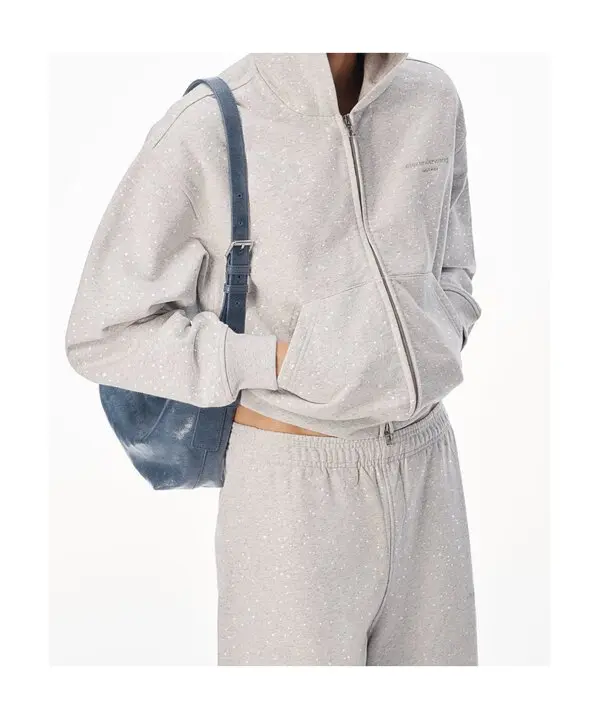 Alexander Wang Crystal Zip Up Hoodie