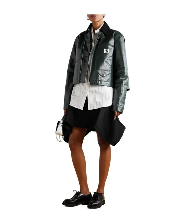 Sacai Belted Draped Cotton-canvas Mini Skirt