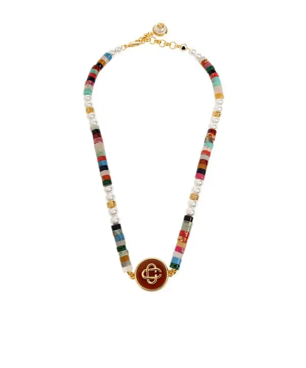 Casablanca Multi-colored Bead And Pearl Necklace With Pendant - Yellow