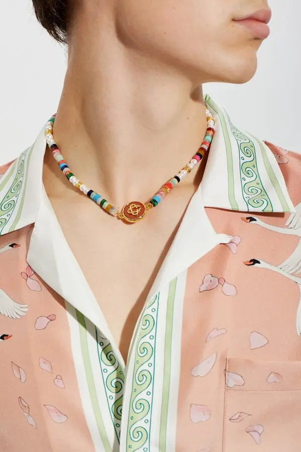 Casablanca Multi-colored Bead And Pearl Necklace With Pendant